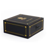 China Black Paper Packaging Box / Rigid Gift Box With Foil Stamping Logo Brand for sale