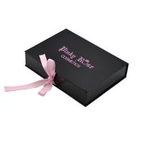 China Matt Black Color Paper Gift Box With Ribbon Bow Customized Design Printing for sale