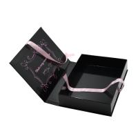 China Matt Black Color Paper Gift Box With Ribbon Bow Customized Design Printing for sale
