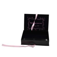 China Matt Black Color Paper Gift Box With Ribbon Bow Customized Design Printing for sale