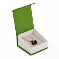 China Green Magnetic Flip Top Gift Box , Necklace / Earring Jewelry Cardboard Box for sale