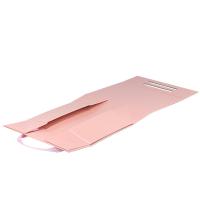China Foldable Pink Magnetic Closure Gift Box With Ribbon Handle Premium Glossy Finish for sale