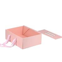 China Foldable Pink Magnetic Closure Gift Box With Ribbon Handle Premium Glossy Finish for sale