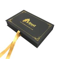 China Personalized Magnetic Closure Gift Box Black Color With Custom Gold Stamping for sale