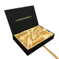 China Personalized Magnetic Closure Gift Box Black Color With Custom Gold Stamping for sale