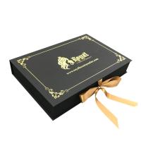 China Personalized Magnetic Closure Gift Box Black Color With Custom Gold Stamping for sale