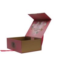 China Collapsible Magnetic Closure Gift Box With Ribbon , Paper Gift Box Rose Red Color for sale