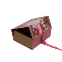 China Collapsible Magnetic Closure Gift Box With Ribbon , Paper Gift Box Rose Red Color for sale