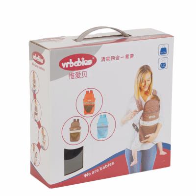 China Baby Sling Packaging Cardboard Corrugated Box With Plastic Handle Full Color Printing for sale