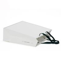 China Customized Logo Paper Shopping Bags With Ribbon Handles Full Color Printing for sale
