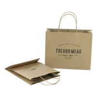 China Custom Printed Kraft Paper Packaging Bags / Brown Paper Gift Bags Cmyk Printing for sale