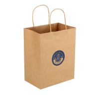 China Recycled Kraft Paper Shopping Bags With Handles , Brown Paper Grocery Bags for sale