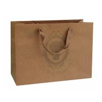 China Natural Brown Kraft Paper Shopping Bags With Handles Custom Logo Printed for sale