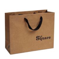 China Natural Brown Kraft Paper Shopping Bags With Handles Custom Logo Printed for sale