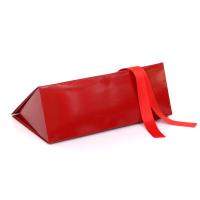 China Triangle Shaped Printed Paper Gift Box Red Color With Ribbon Closure for sale