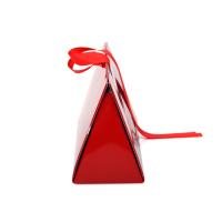China Triangle Shaped Printed Paper Gift Box Red Color With Ribbon Closure for sale