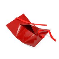 China Triangle Shaped Printed Paper Gift Box Red Color With Ribbon Closure for sale
