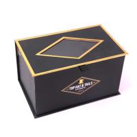 China Rectangle Ribbon Handle CMYK Magnetic Flap Gift Box for sale