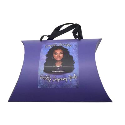 China Custom Logo Wave Hair Gift Box Pillow Packaging Boxes With Handle for sale