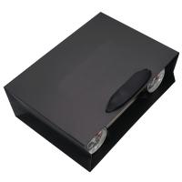 China Custom Luxury Black Garment Packaging Paper Bag With Satin Ribbon Rope for sale