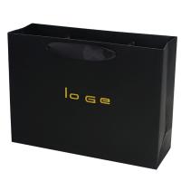 China Custom Luxury Black Garment Packaging Paper Bag With Satin Ribbon Rope for sale