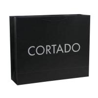 China Custom Matt Lamination Luxury Black Packaging Paper Bags For Clothes Packaging for sale