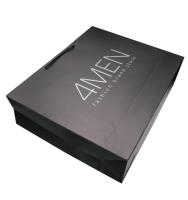 China Custom Matt Lamination Luxury Black Packaging Paper Bags For Clothes Packaging for sale