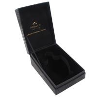 China Black Rigid Paper Perfume Packing Box With Gold Logo for sale