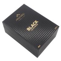 China Black Rigid Paper Perfume Packing Box With Gold Logo for sale