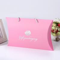 China Custom Logo Printing Paper Pink Pillow Gift Box Wholesale Pillow Box Packaging For Hair Bundles for sale