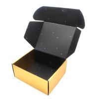 China Custom printing Corrugated cardboard black and gold shipping box rose gold boxes packaging with logo for sale