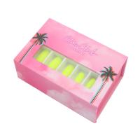 China Customize logo printed pink press on nail packaging box Cheap packaging box with eva insert for artificial nails for sale
