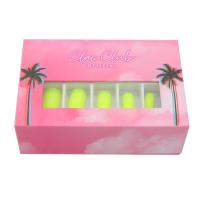 China Customize logo printed pink press on nail packaging box Cheap packaging box with eva insert for artificial nails for sale