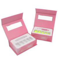China Customize logo printed pink press on nail packaging box Cheap packaging box with eva insert for artificial nails for sale