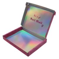 China Custom Logo Printing Corrugated Cardboard Red Small Thin Holographic Mailer Box Packaging Holographic Foil Packing Box for sale