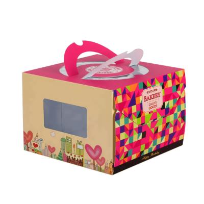 China Custom Logo Printing Paper Tall Wide Wholesale Wedding Birthday Christmas Bakery Cake Packaging Box With Window for sale