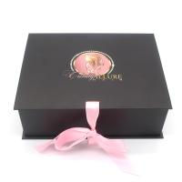 China Custom Logo Printed Black Pink Magnetic Luxury Silk Satin Lined Packaging Gift Box With Lid And Ribbon for sale