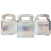 China Custom Logo Printed Holographic Iridescent Foil Gable Packaging Boxes for sale