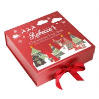 China Custom Printing Large Size Folding Christmas Eve Hamper Magnetic Gift Packaging Box With Ribbon for sale