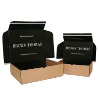 China Custom Printed Black Corrugated Cardboard Carton Strong Flat Ecommerce Mailer Shipping Boxes For Clothes for sale