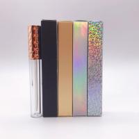 China Custom Logo Printing Pink Gold Holographic Lip Gloss Lipgloss Tube Packaging Box for sale