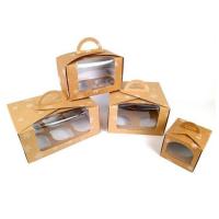 China Custom Logo Printed Paper Pink White Pastry Boxes With Clear Windows for sale
