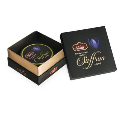 China Custom Logo Printing Paper Saffron Bottle Packaging Zafran Saffron Packing Box for sale