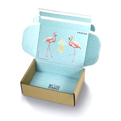 China Factory Printed Cardboard Quick Self Seal Postal Boxes Personalised Adhesive Tear Strips Box Packaging for sale