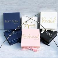 China Personalised Printed Bridal Party Gift Set Packaging Box Pink Bridesmaid Proposal Gift Packaging Box With Ribbon for sale