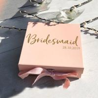 China Personalised Printed Bridal Party Gift Set Packaging Box Pink Bridesmaid Proposal Gift Packaging Box With Ribbon for sale