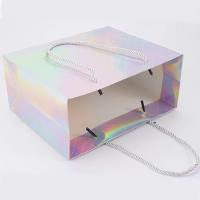 China Custom Logo Printed Wholesale Retail Rainbow Iridescent Fancy Holographic Hologram Paper Gift Bags for sale