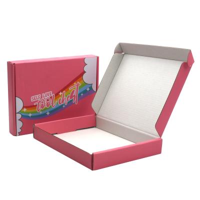 China Custom Logo Printing Corrugated Pink Small Custom Mailer Packiging Box for sale