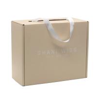 China Custom Printed Corrugated Dress Suit Cloths Box Packaging With Handle for sale