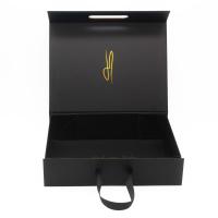 China Custom Printed Collapsible Rigid Magnetic Clasp Boxes Flat Folding Black Cardboard Gift Box for sale